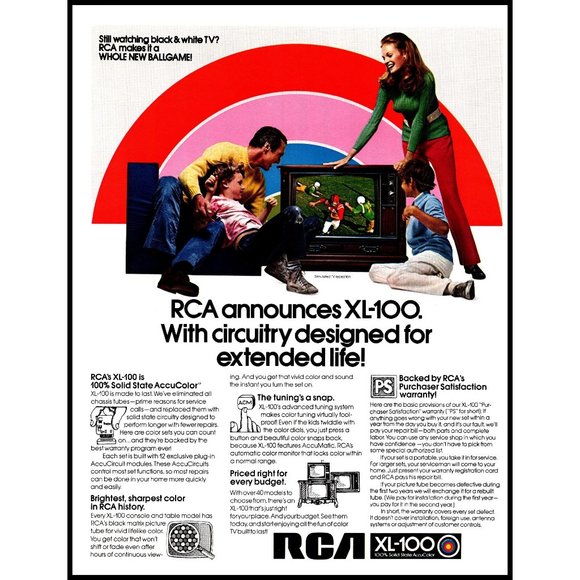 RCA | Art | 971 Rca Color Tv Television Xl10 Vintage Print Ad Football ...